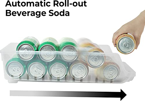 carrotez Soda Can Organizer 11-12 Standard Cans, Beverage Organizer for Refrigerator Pantry Freezer Kitchen Organization and Storage, Beverage Soda Dispenser Plastic BPA Free Storage Rack