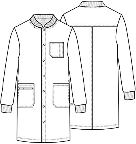 Cherokee Professional Lab Coat for Men and Women with Snap Front Closure WW350AB, M, White
