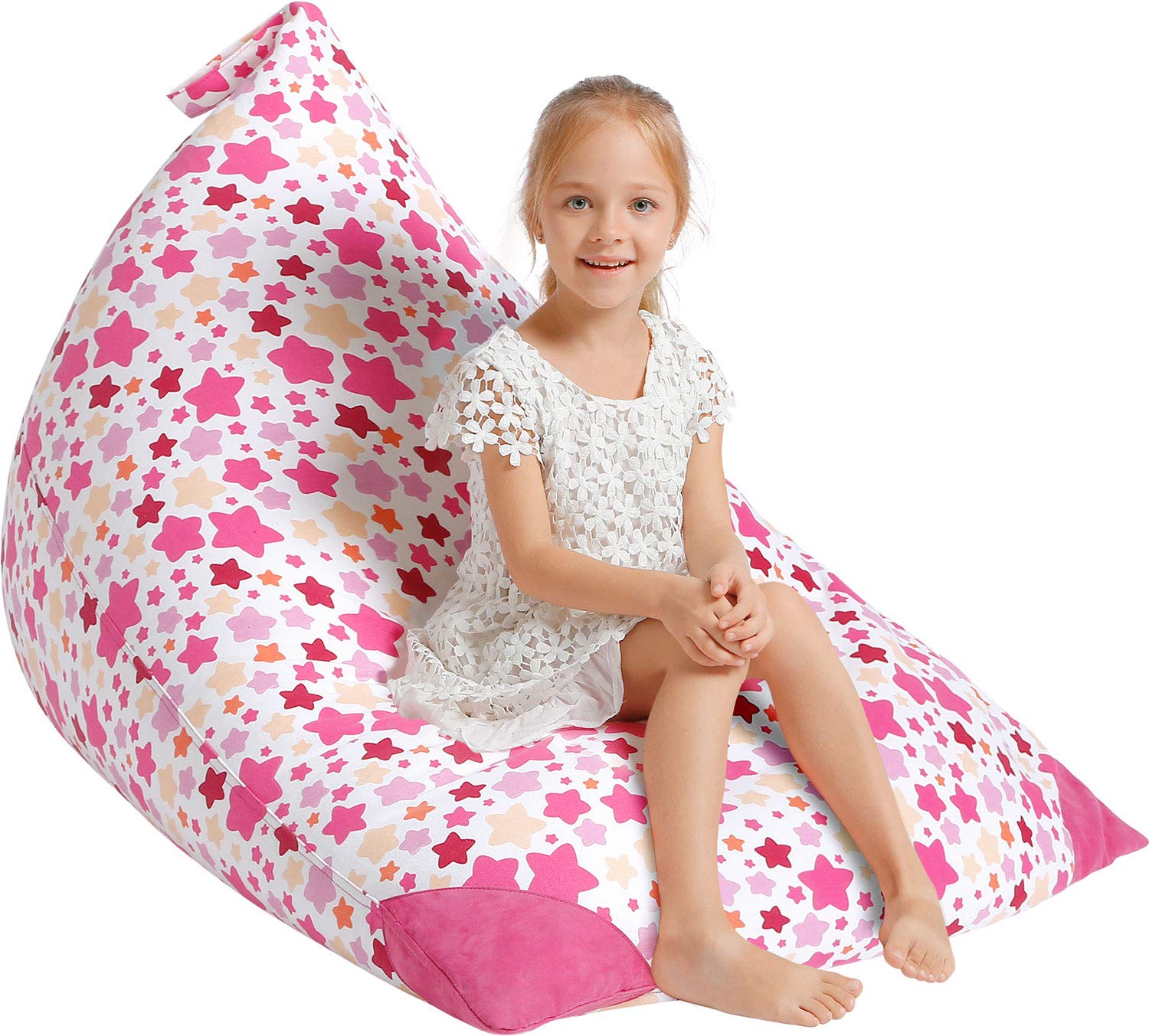 Aubliss Stuffed Animal Storage Bean Bag Chair Cover, 50"x 35" Extra Large Bean Bags for Kids & Adults, Beanbag Toy Storage for Boys Girls - Premium Cotton Canvas Bola
