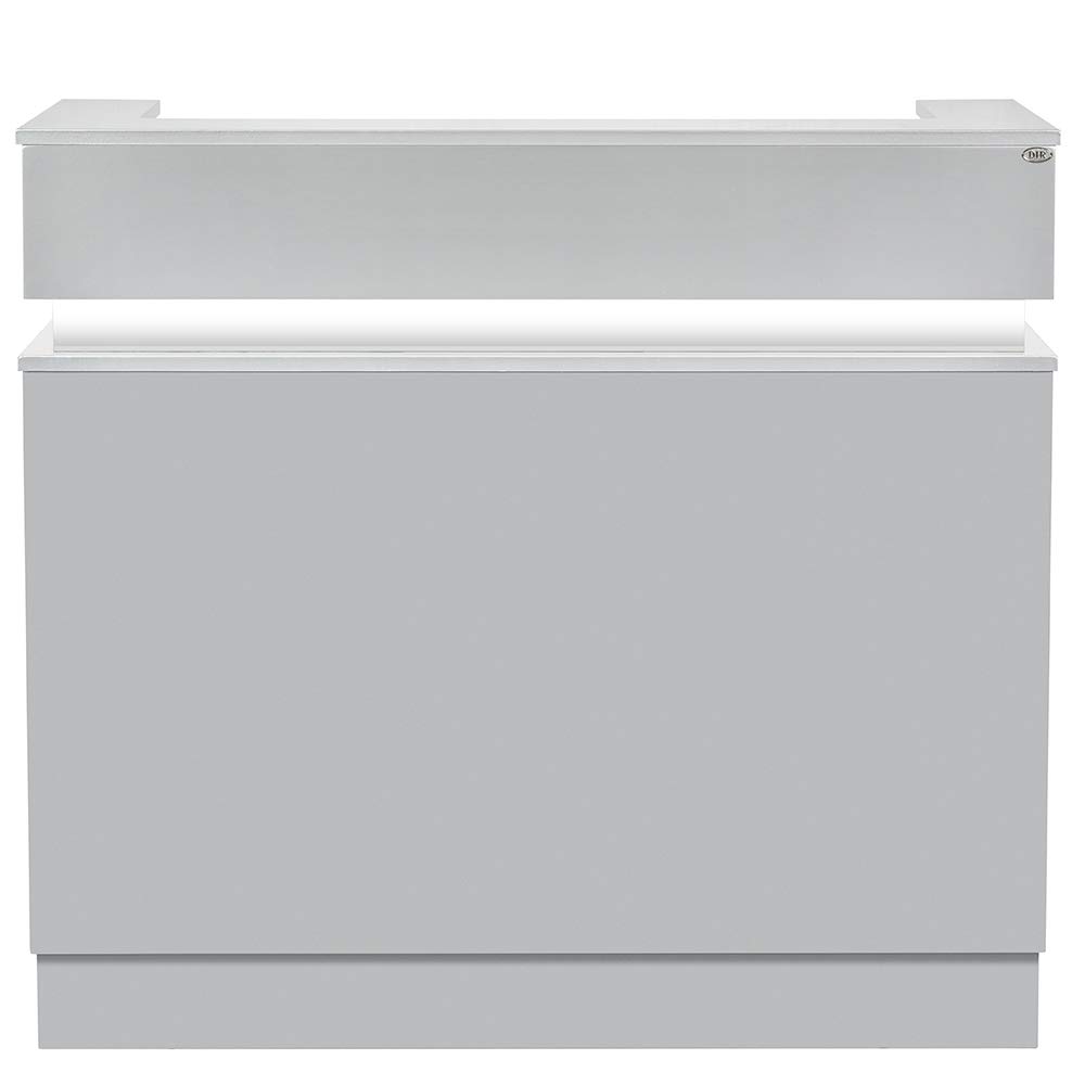 Reception Desk LED Lighted Reception Area Counter LANGARA in Silver Grey