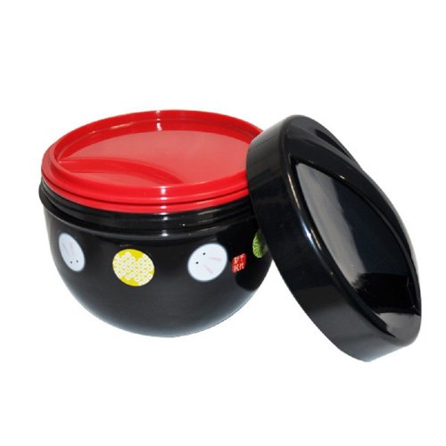 Japanese Bento Bowl 2 Tier Temari Rabbit 560ml (19oz) with Carrying Bag (Black)