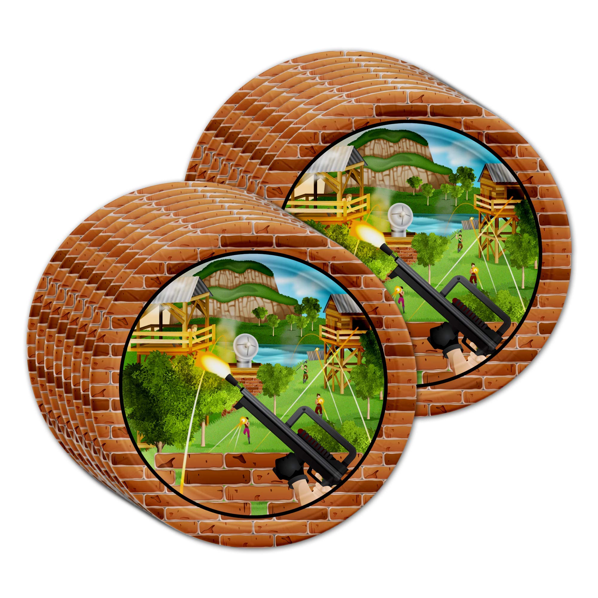 Fort nite Party Supplies - Battle Gamer Birthday - Fortnight Video Game Party Decorations | Disposable Tableware Set Includes Plates Napkins Cups | Kit for 16