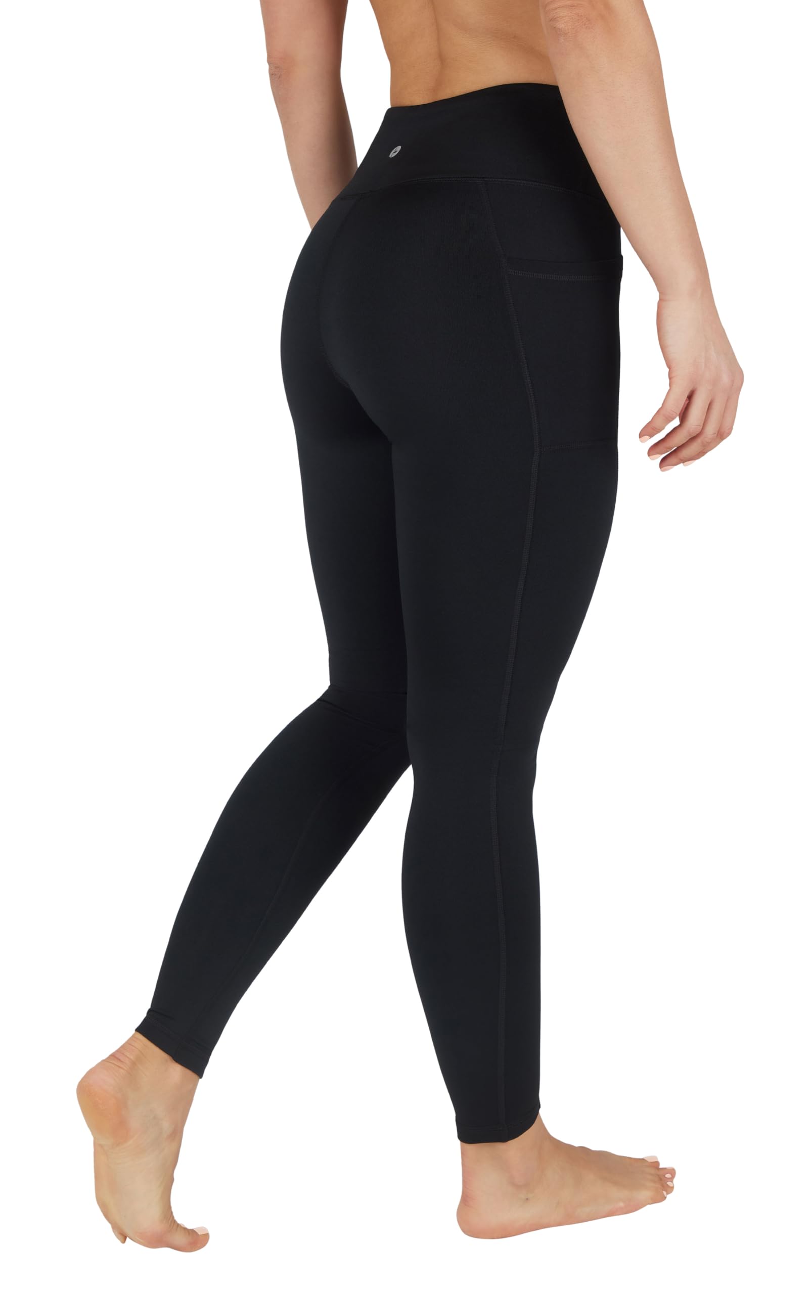 90 Degree By Reflex High Waist Fleece Lined Leggings with Side Pocket - Yoga Pants - Black with Pocket - Medium