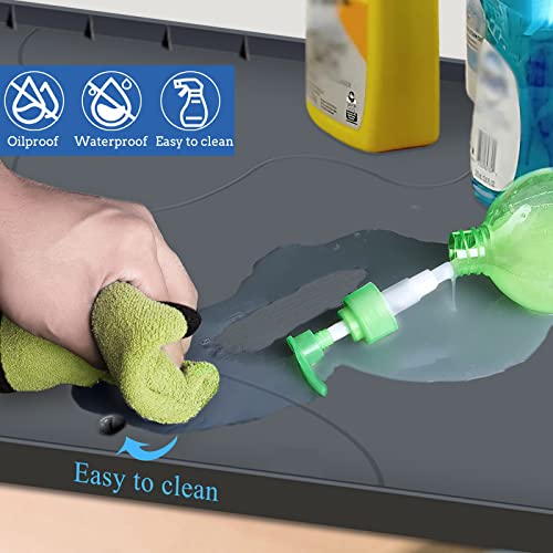 ONESO Under Sink Mat,34" x 22" Under Sink Mats for Kitchen Waterproof,Under Sink Mat Kitchen Cabinet Tray Suitable for Kitchen Bathroom Flexible Waterproof Silicone Made, Hold up to 2 Gallons Liquid