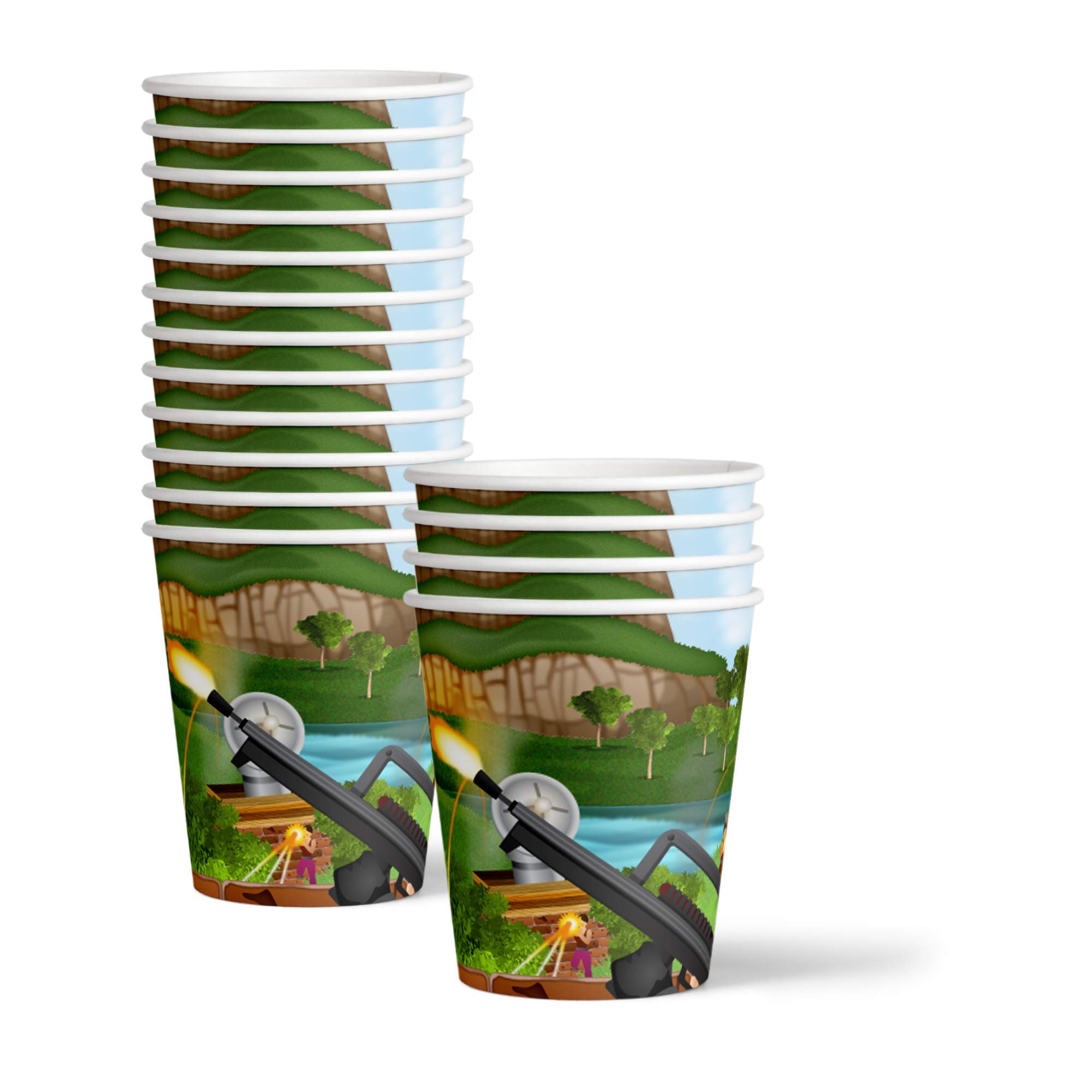 Fort nite Party Supplies - Battle Gamer Birthday - Fortnight Video Game Party Decorations | Disposable Tableware Set Includes Plates Napkins Cups | Kit for 16