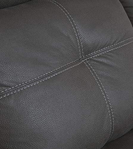 Signature Design by Ashley Jesolo Modern Faux Suede Double Reclining Loveseat with Center Console, Dark Gray