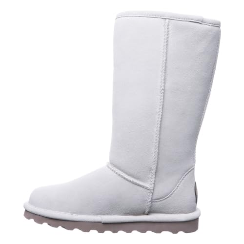 BEARPAW Women's Elle Tall Winter White Size 10 | Women's Boot Classic Suede | Women's Slip On Boot | Comfortable Winter Boot