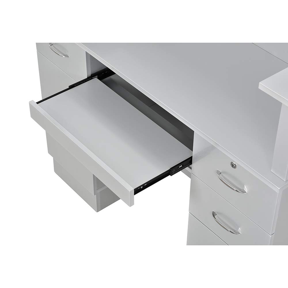 Reception Desk LED Lighted Reception Area Counter LANGARA in Silver Grey