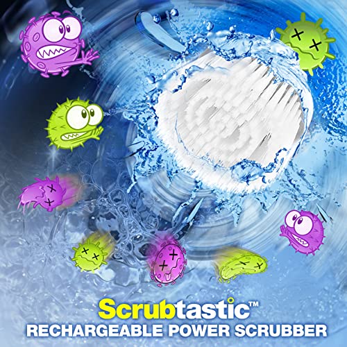Scrubtastic Spin Scrubber, Electric Shower Scrubber β Rechargeable, Multipurpose Extendable Tile Cleaner, Bathroom, Floor & Grout Bathtub Power Scrubber with 3 Rotating Brush Heads, Improved for 2022