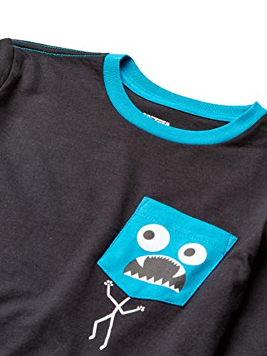 Amazon Essentials Boys' Long-Sleeve T-Shirts, Pack of 5, Monsters/Multicolor/Stripe, Medium