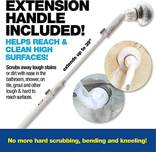 Scrubtastic Spin Scrubber, Electric Shower Scrubber β Rechargeable, Multipurpose Extendable Tile Cleaner, Bathroom, Floor & Grout Bathtub Power Scrubber with 3 Rotating Brush Heads, Improved for 2022