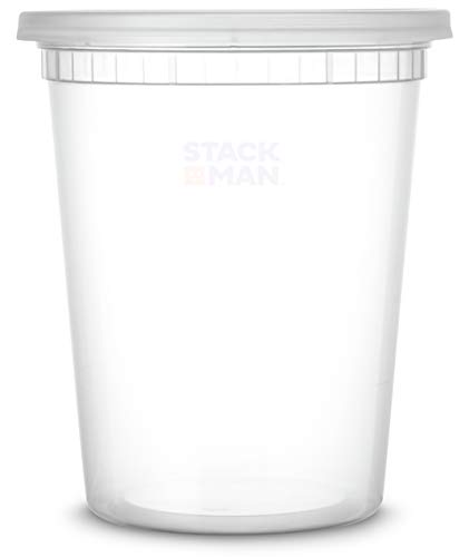 [48 Sets -32 oz.] Plastic Deli Food Storage Containers with Airtight Lids - Soup Containers with Lids