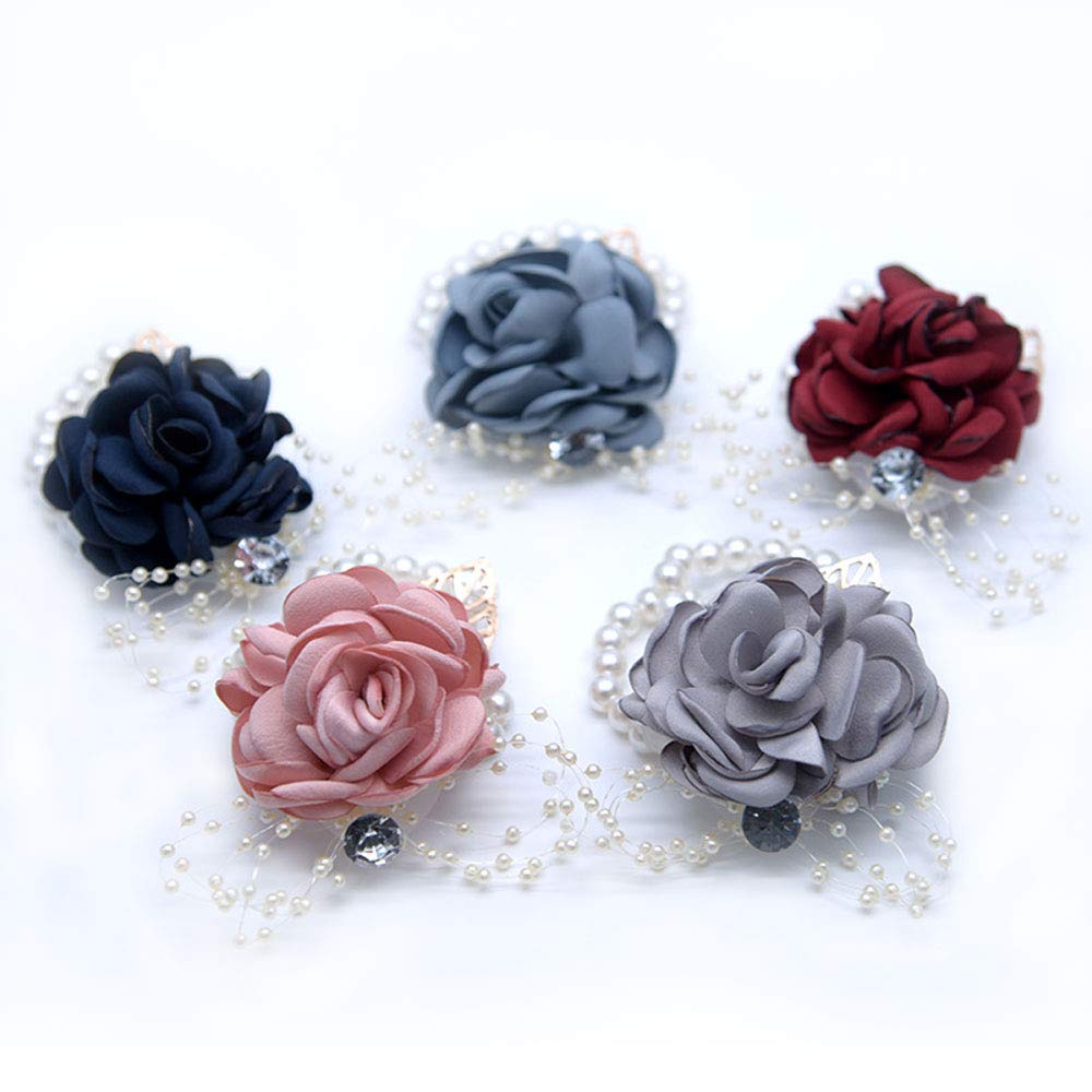 Wrist Corsage, Pack of 2 Wedding Bridal Wrist Flower Corsage Hand Flower Decor for Prom Party Wedding Homecoming (17)