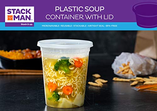 [48 Sets -32 oz.] Plastic Deli Food Storage Containers with Airtight Lids - Soup Containers with Lids