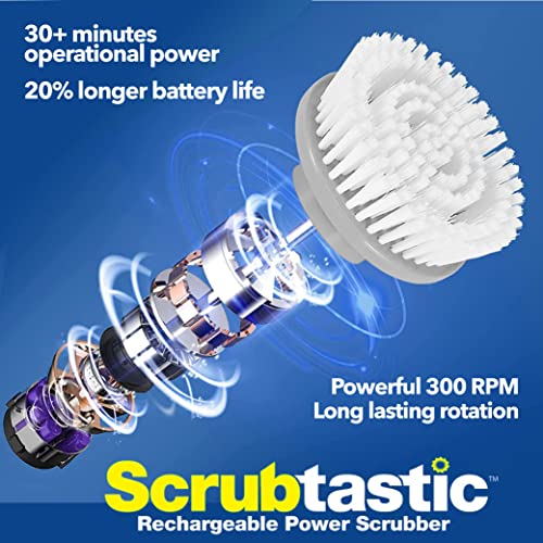 Scrubtastic Spin Scrubber, Electric Shower Scrubber β Rechargeable, Multipurpose Extendable Tile Cleaner, Bathroom, Floor & Grout Bathtub Power Scrubber with 3 Rotating Brush Heads, Improved for 2022