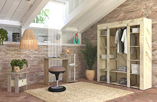 Furinno Efficient Home Laptop Notebook Computer Desk with Square Shelves, Sonoma Oak/White