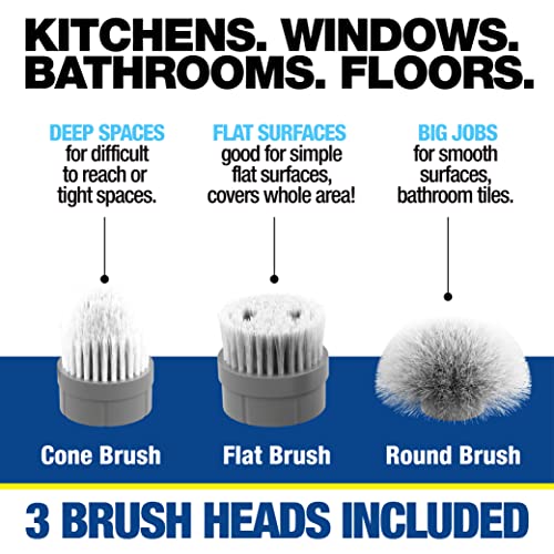 Scrubtastic Spin Scrubber, Electric Shower Scrubber β Rechargeable, Multipurpose Extendable Tile Cleaner, Bathroom, Floor & Grout Bathtub Power Scrubber with 3 Rotating Brush Heads, Improved for 2022
