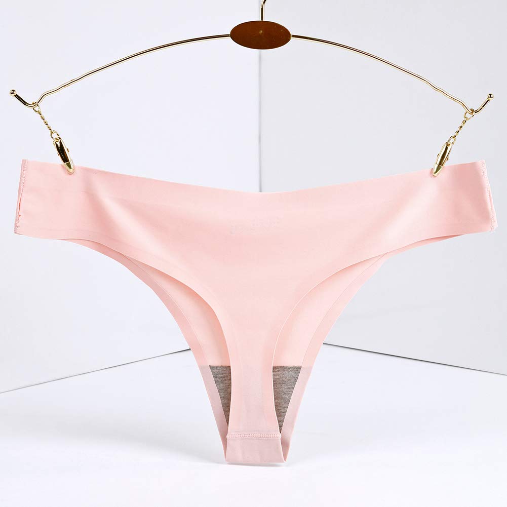 Closecret Lingerie Women 6 Pack Seamless Thongs Underwear Ice Silk Comfy G-string Panties (Medium, 6 Colors)
