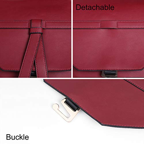 ESTARER Women Fashion Leather Backpack for Travel Work College 15.6inch Ladies PU Leather Backpack(Wine Red)