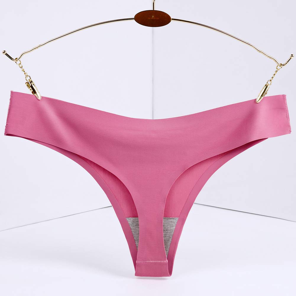 Closecret Lingerie Women 6 Pack Seamless Thongs Underwear Ice Silk Comfy G-string Panties (Medium, 6 Colors)