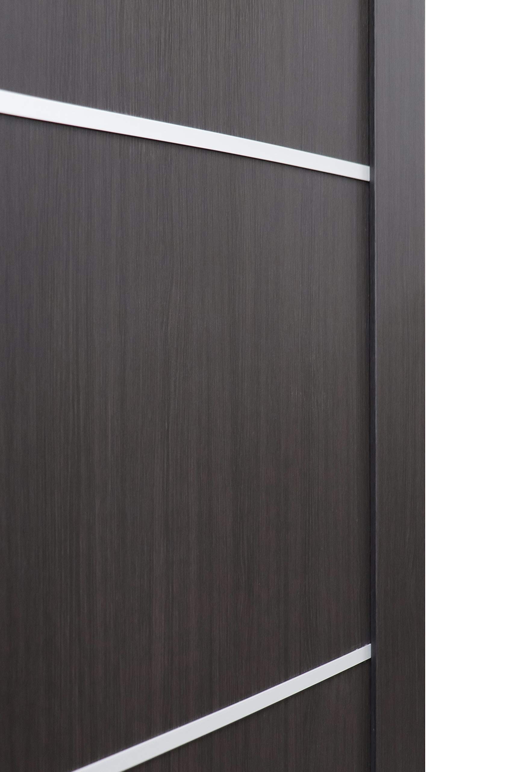 SARTODOORS Brown Modern Door 28 x 80 with 3D Strips | Planum 0030 Wenge | Frame Trims Lever Satin Nickel Hardware | Closet Solid Core Door
