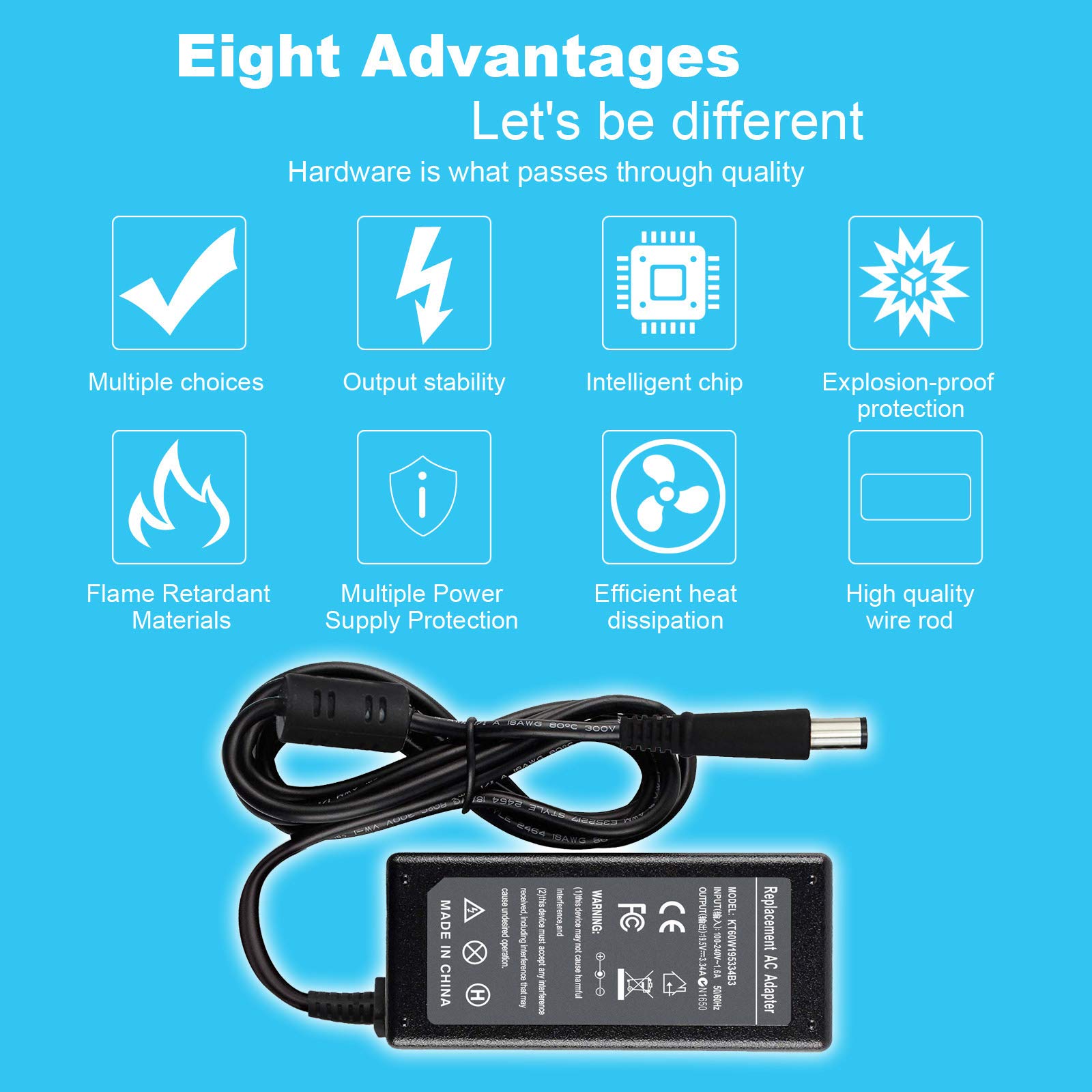 Laptop Charger Adapter 65W for Dell Chromebook 11 3120 3180 3189 Latitude E7240 E7250 E7270 E7280 E7440 E7450 E7470 E7480 E5430 E5440 E5450 E5470 E5480 E5580 LA65NS2-01 Pa-12 Power Cord Supply.