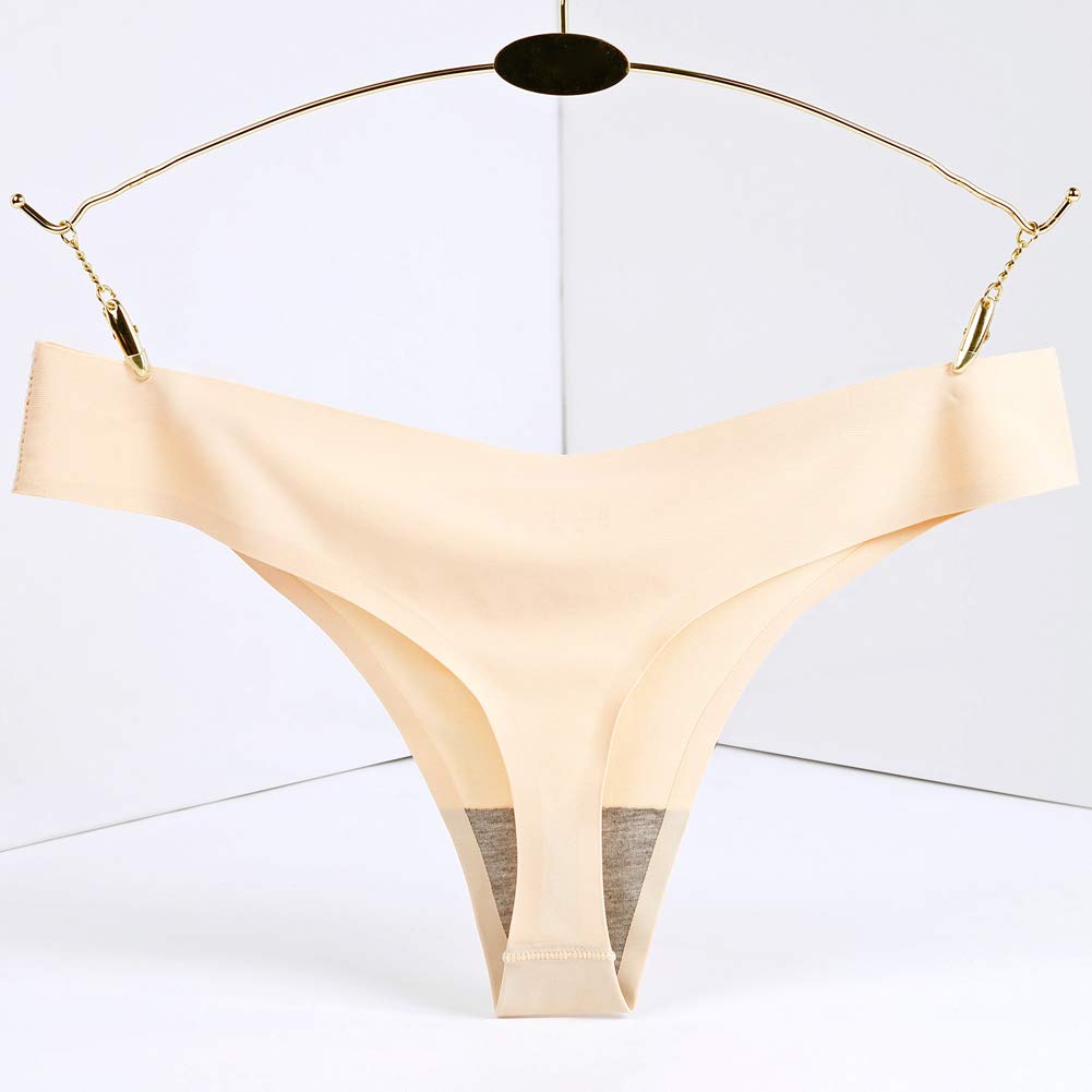 Closecret Lingerie Women 6 Pack Seamless Thongs Underwear Ice Silk Comfy G-string Panties (Medium, 6 Colors)