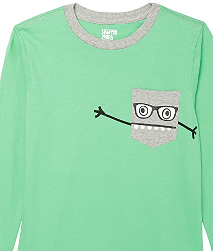 Amazon Essentials Boys' Long-Sleeve T-Shirts, Pack of 5, Monsters/Multicolor/Stripe, Medium
