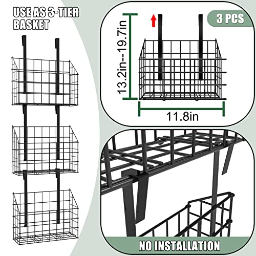 3 Pack Over The Cabinet Door Organizer, Over Doors Wall Mounted Hanging Baskets Organizing for Cutting Board Foils Cookie Sheet and plate, Metal Storage Holder Rack for Kitchen Bathroom Pantry