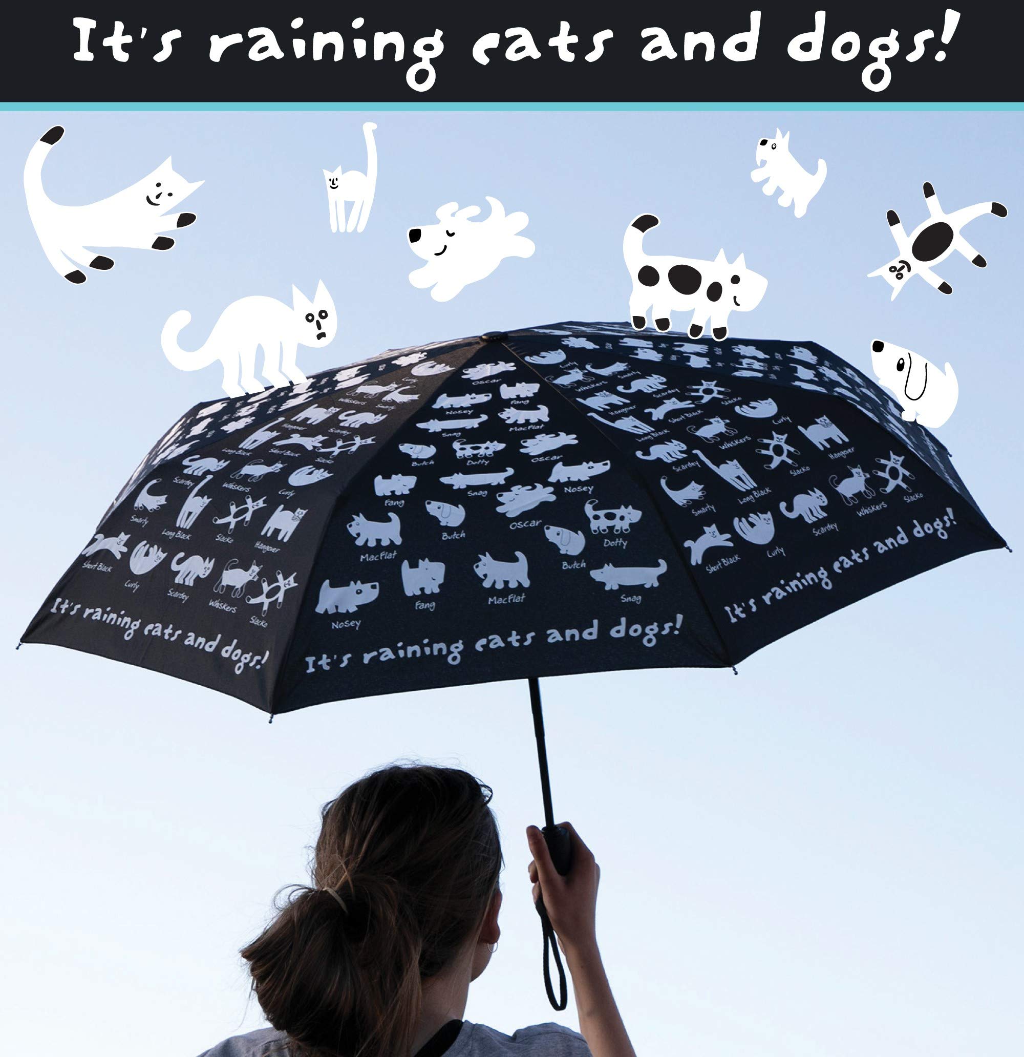 FLAT CATS & FLAT DOGS Travel Umbrella with Automatic Open & Close Function | Small, Foldable & Portable Compact Umbrella for Backpack | Windproof Umbrellas for Rain & UV Protection