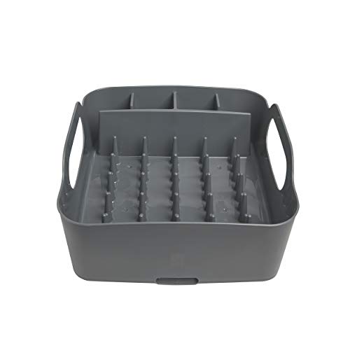 Umbra Tub Dish Drying Rack – Lightweight Self-Draining Dish Rack for Kitchen Sink and Counter at Home, RV or Motorhome, Charcoal