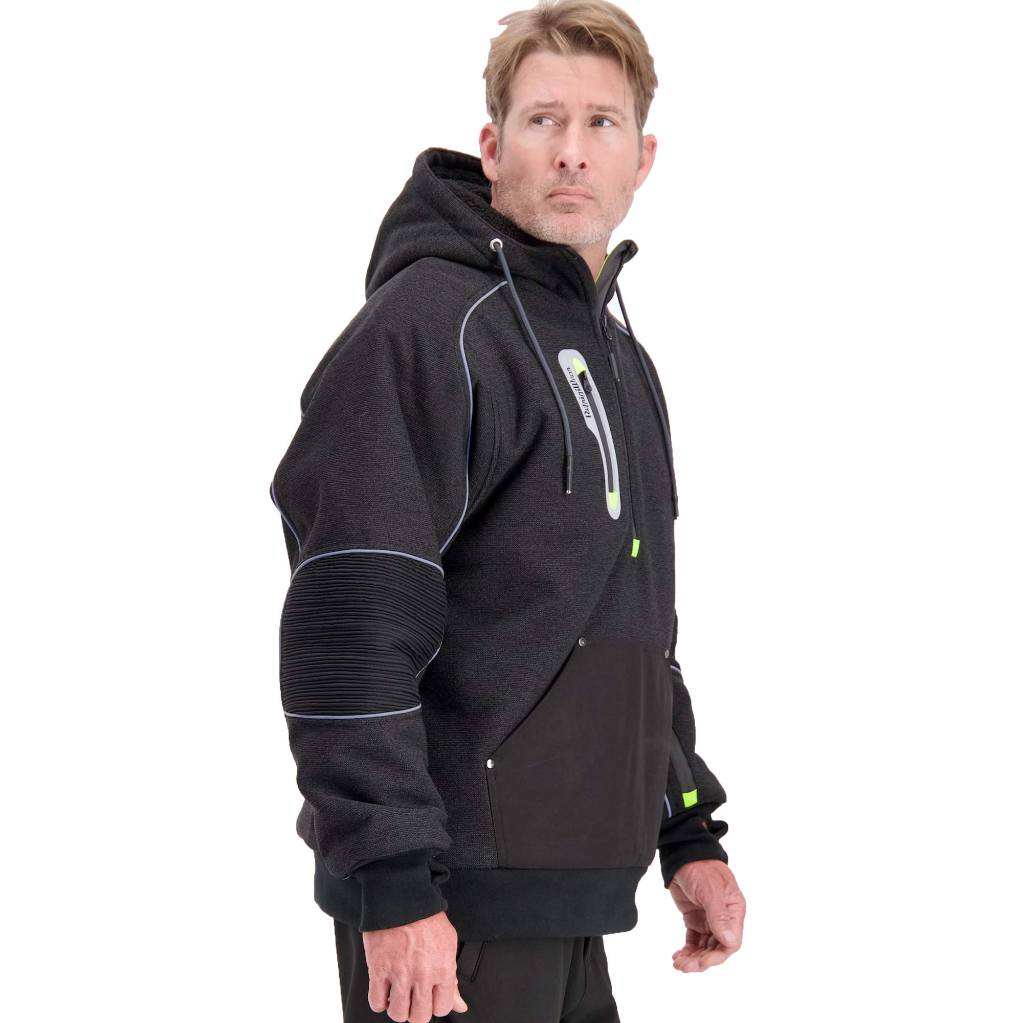 RefrigiWear Extreme Hybrid Insulated Pullover Sweatshirt, Performance-Flex Hoodie, (Black), (X-Large)