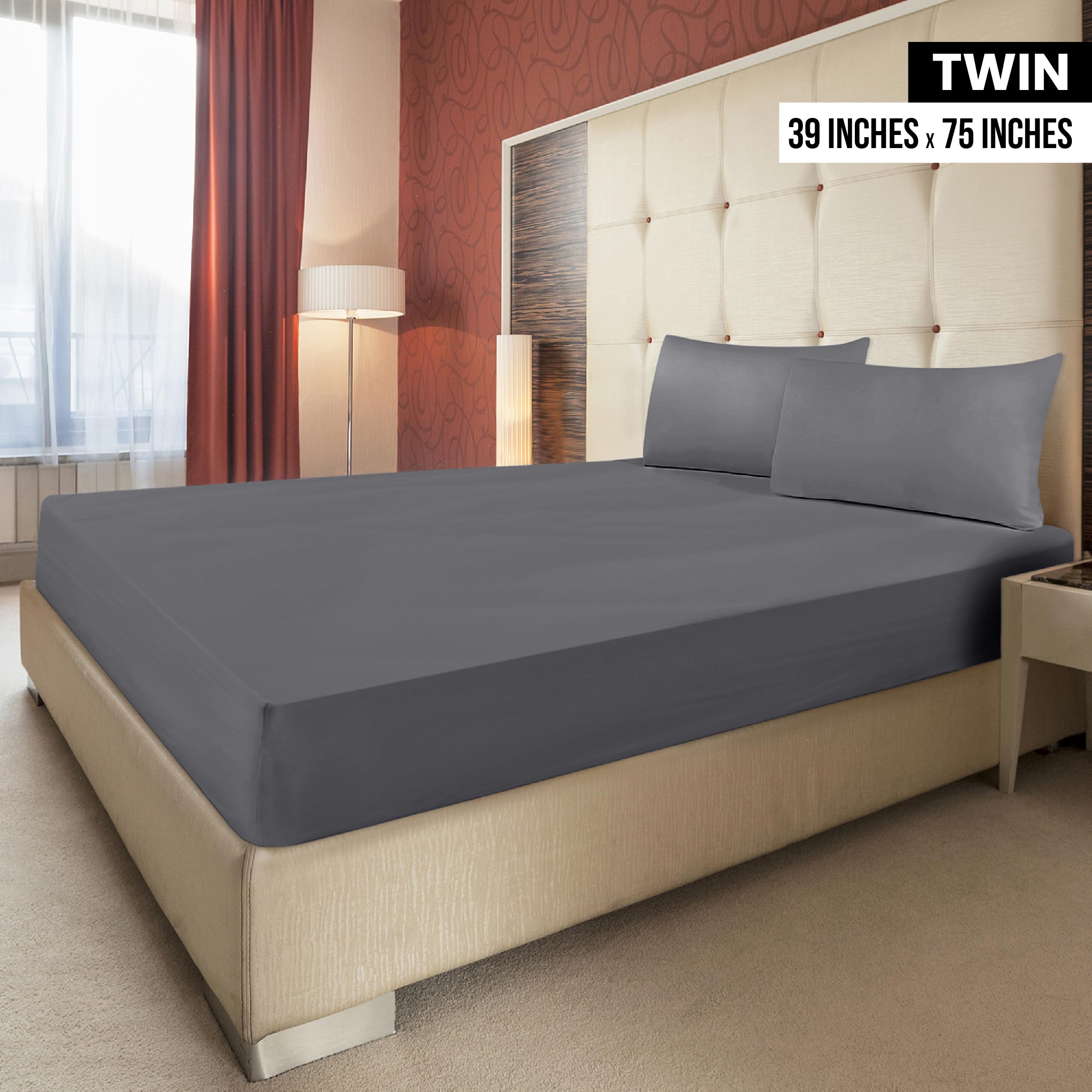 Utopia Bedding Twin Fitted Sheets - Bulk Pack of 6 Bottom Sheets - Soft Brushed Microfiber - Deep Pockets - Shrinkage & Fade Resistant - Easy Care (Grey)