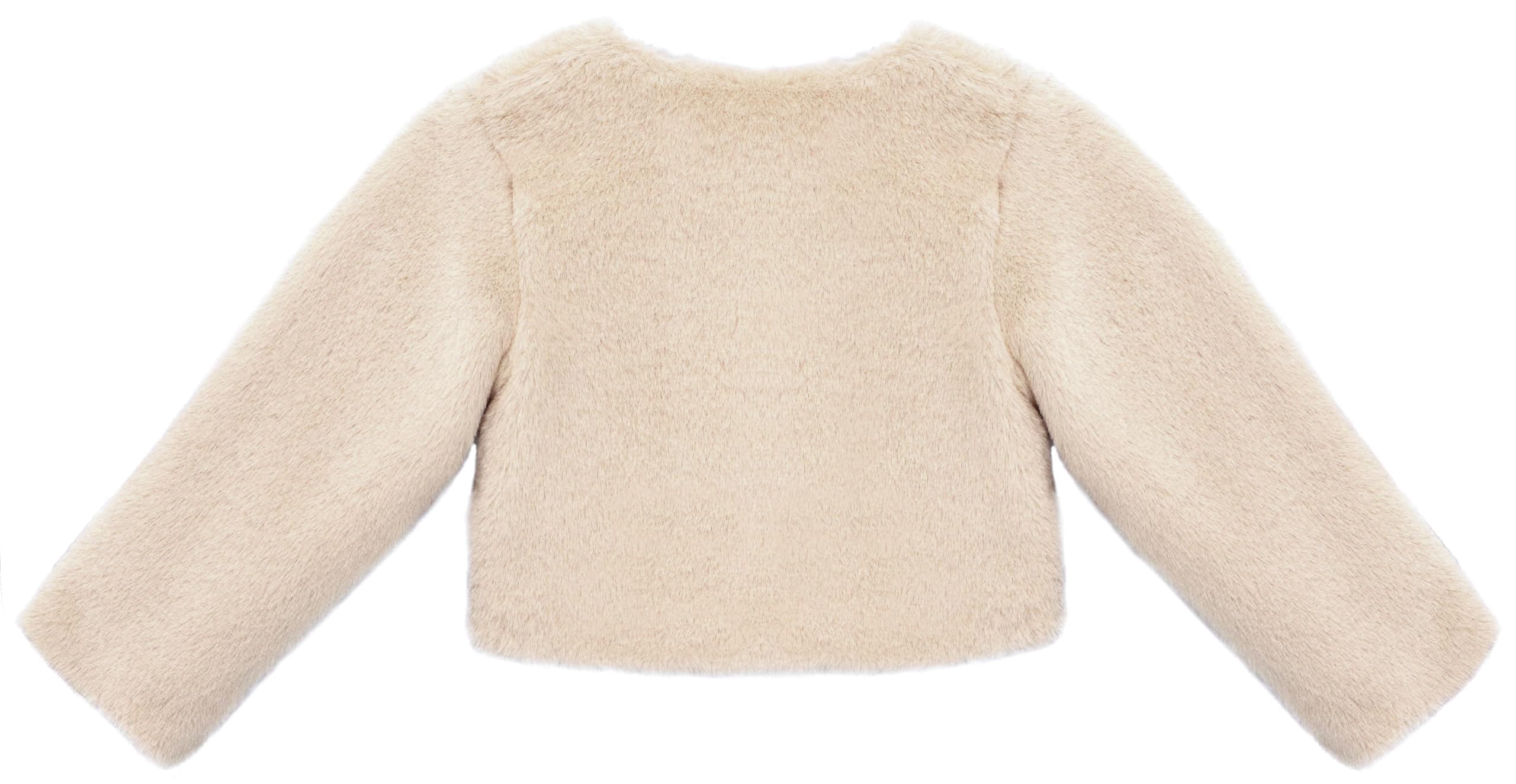 Lilax Girls Cozy Faux Fur Long Sleeve Crew Neck Dress Coat (Beige,7)