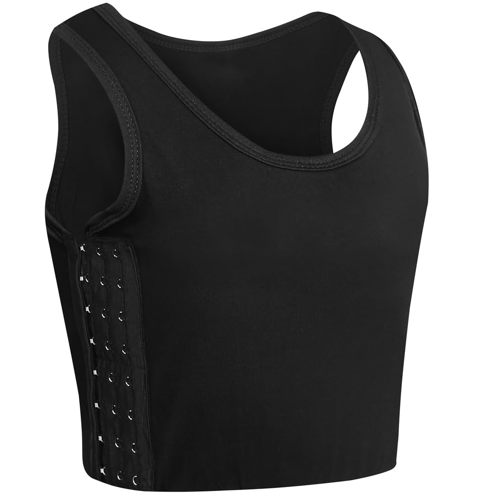 XUJI Women Tomboy FTM Transgender Trans Elastic Band Colors Chest Binder Tank Top (Black, S)