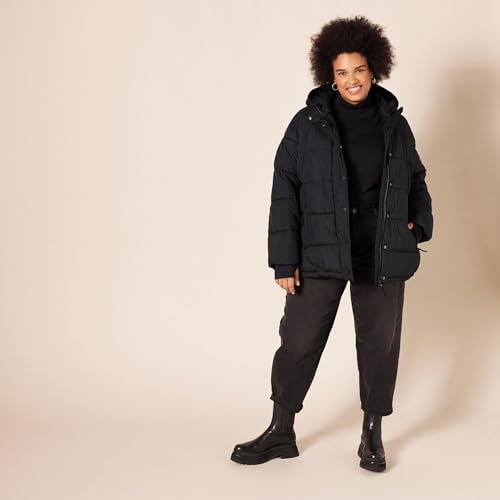 Amazon Essentials Women's Heavyweight Quilted Long-Sleeve Hooded Puffer Coat (Available in Plus Size), Black, XX-Large