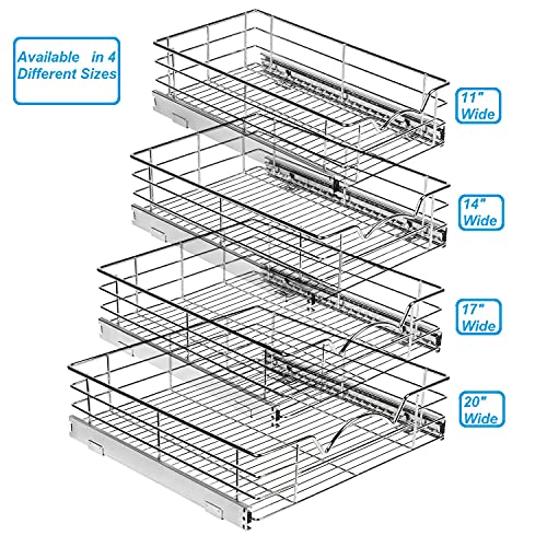 HOLDN’ STORAGE Pull Out Cabinet Organizers – 5” High Slide Pull Out Drawers for Kitchen Cabinets – Heavy Duty-with 5 Year Limited Warranty – Basket Size 14"W x 21"D x 5"H