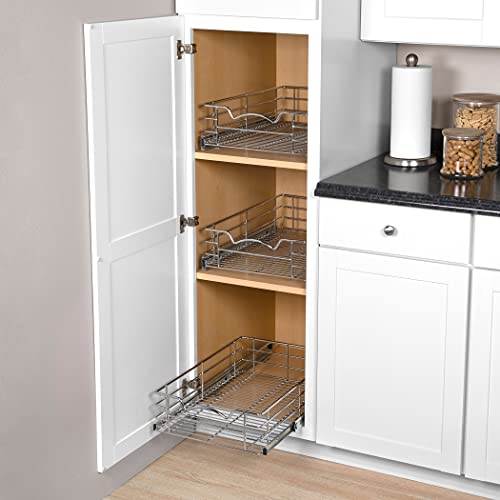 HOLDN’ STORAGE Pull Out Cabinet Organizers – 5” High Slide Pull Out Drawers for Kitchen Cabinets – Heavy Duty-with 5 Year Limited Warranty – Basket Size 14"W x 21"D x 5"H