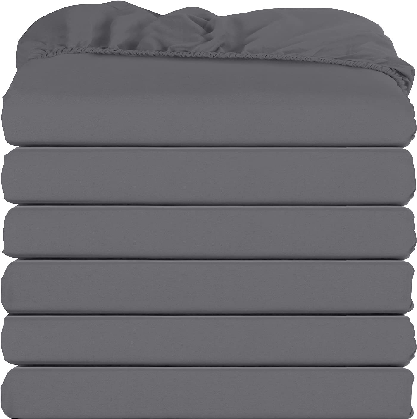Utopia Bedding Twin Fitted Sheets - Bulk Pack of 6 Bottom Sheets - Soft Brushed Microfiber - Deep Pockets - Shrinkage & Fade Resistant - Easy Care (Grey)