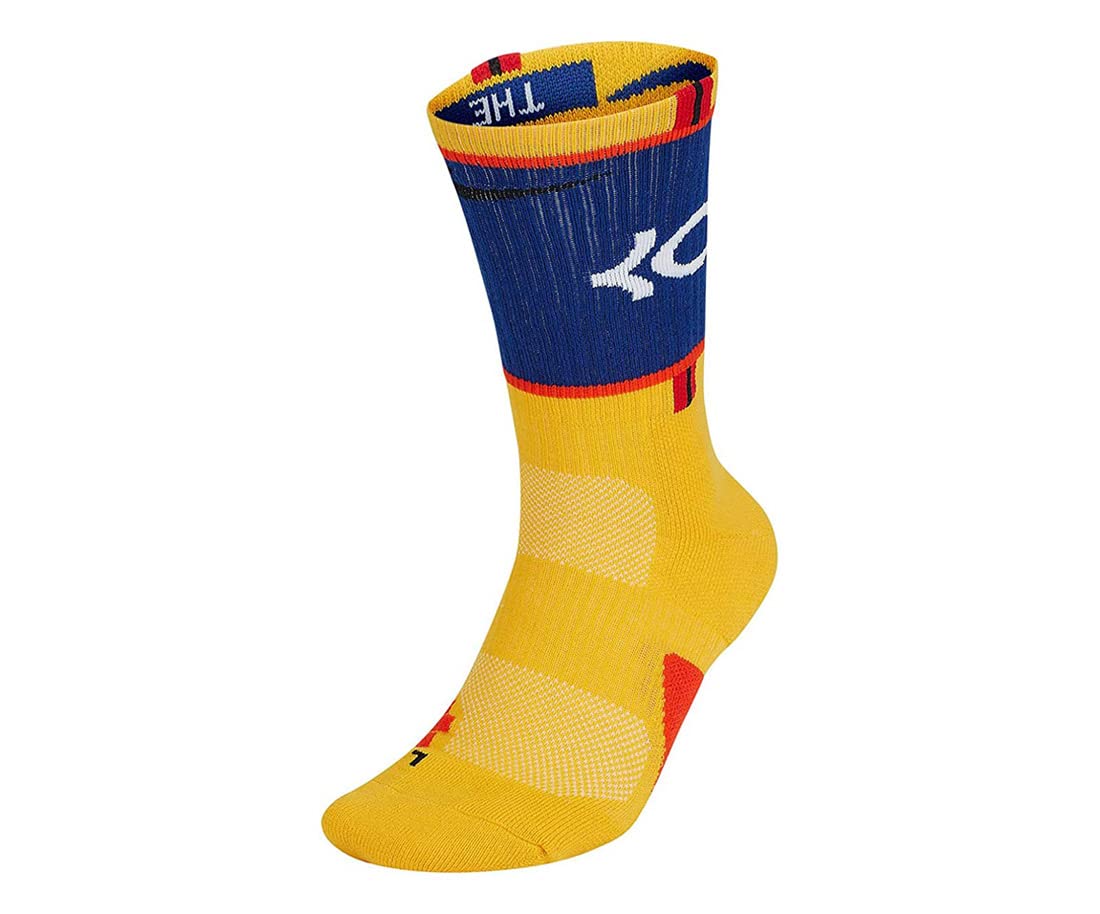 Nike Elite KD Basketball Crew Socks Large (Fits Men Size 8-12, Women 10-13) SX7860-741 Orange, Blue White