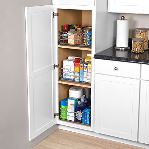 HOLDN’ STORAGE Pull Out Cabinet Organizers – 5” High Slide Pull Out Drawers for Kitchen Cabinets – Heavy Duty-with 5 Year Limited Warranty – Basket Size 14"W x 21"D x 5"H