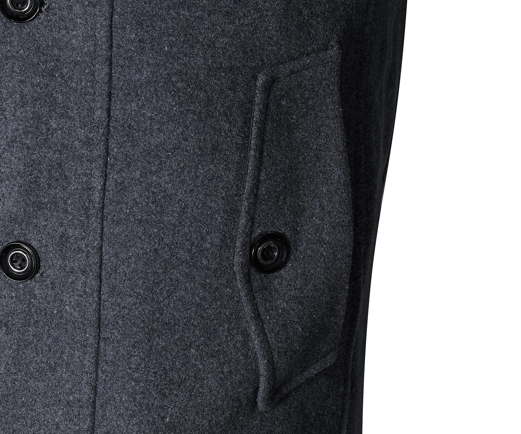 APTRO Men's Pea Coat Wool Jacket Windbreaker Single Breasted Winter Coat 1108 Dark Grey M