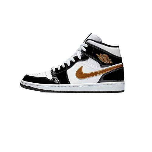 Nike Men's Air Jordan 1 MID SE Black/White/Gold 852542-007 (Size: 9)