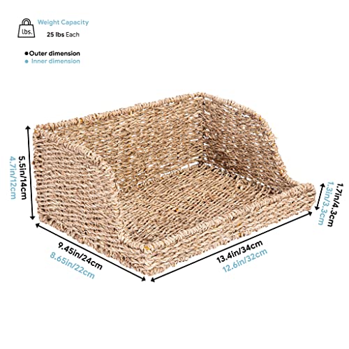 VATIMA Large Open-Front Baskets for Kitchen, Natural Seagrass Storage Baskets for Organizing, Decorative for Living Room, 13.4” x 9.5” x 5.5”, 2 Pack