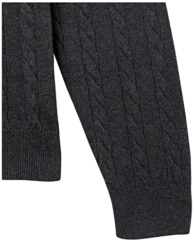 Amazon Essentials Men's Crewneck Cable Cotton Sweater, Charcoal Heather, Large