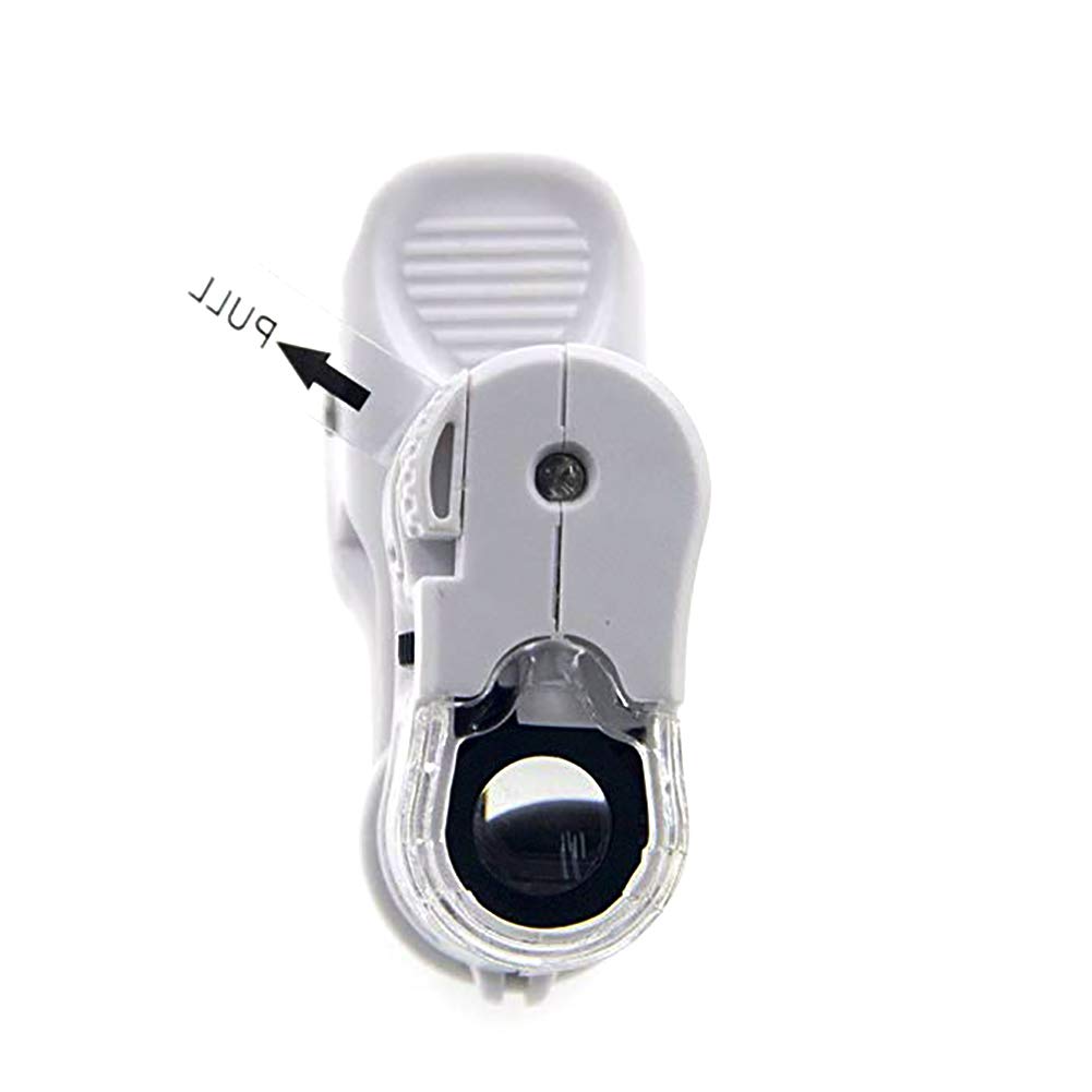 Detachable 60X Mini Phone Camera Clip Magnifier Universal Portable Magnifying with 2 Illuminated LED and Light for Mobile iPhone Galaxy