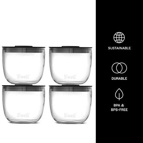 S'well Prep Food Glass Bowls - Set of 4, 12oz - Make Meal Easy and Convenient - Leak-Resistant Pop-Top Lids - Microwavable and Dishwasher-Safe, clear (14212-B20-69900)