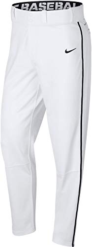 Nike Men's Swoosh Piped Dri-FIT Baseball Pants (White/Black, X-Large)