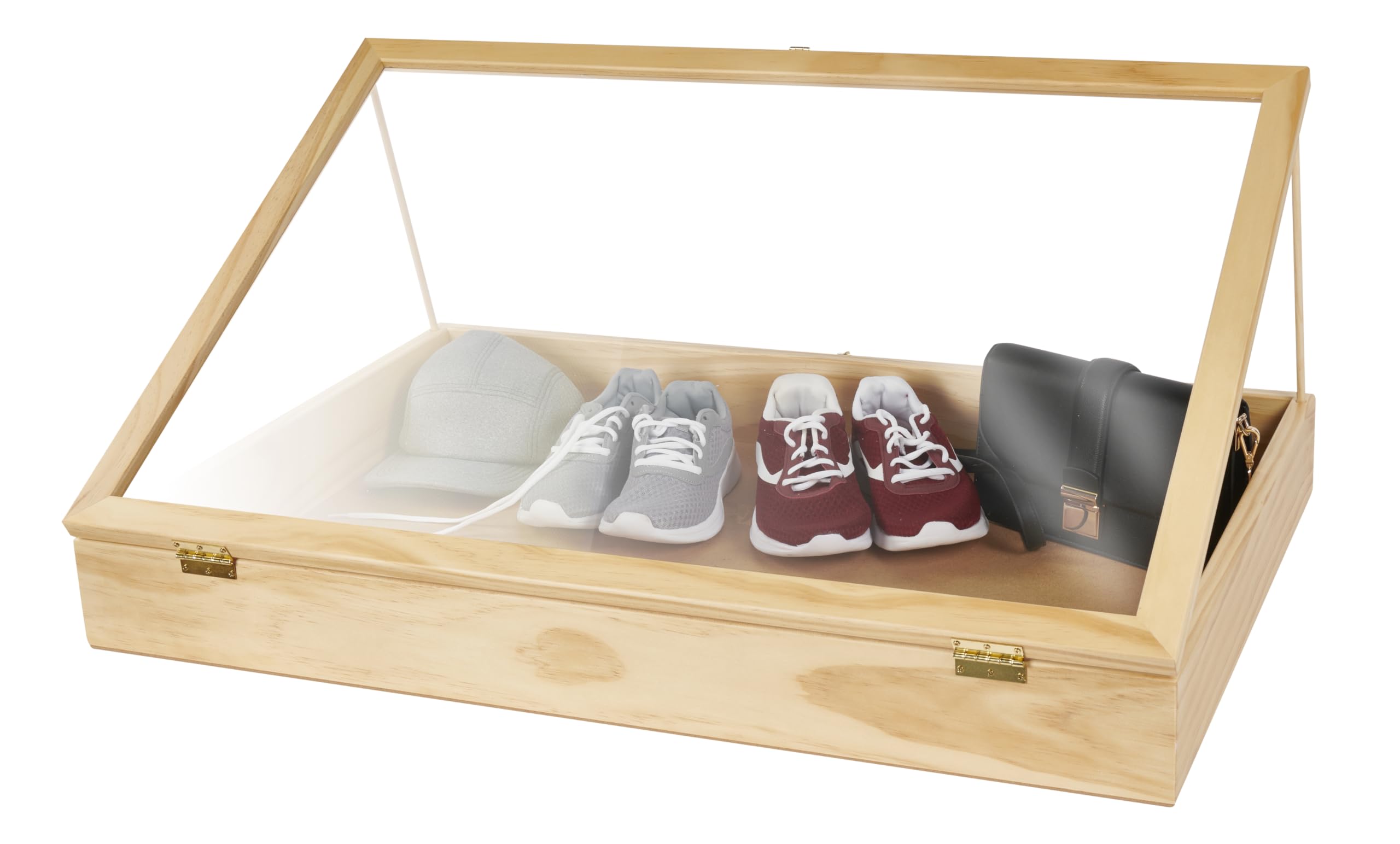 SSWBasics 36-Inch Portable Natural Pine Wood Countertop Display Case - Showcase Your Items in Style with a 24" W x 36" L x 4" D Elegant and Versatile Display Box