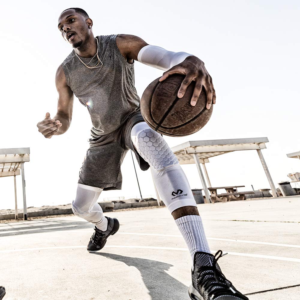 McDavid Elite Knee Compression Sleeves: Padded Compression Leg Sleeves – Elastic Knit – for Basketball, Football, Volleyball, Weightlifting and More – Pair of Sleeves